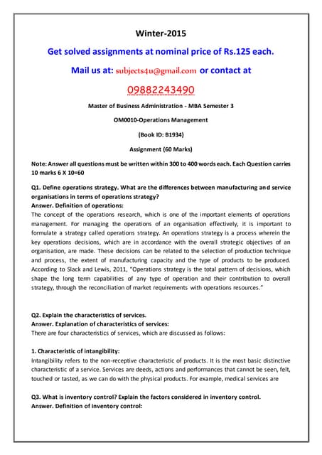 Operations management | DOCX