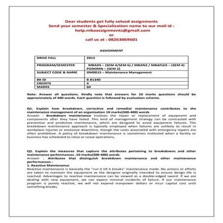 Om0015 – maintenance management | PDF