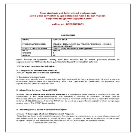 Om0015 – maintenance management | DOCX