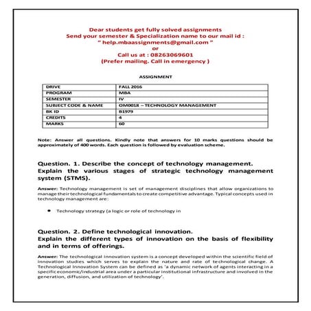 Om0018 – technology management | PDF