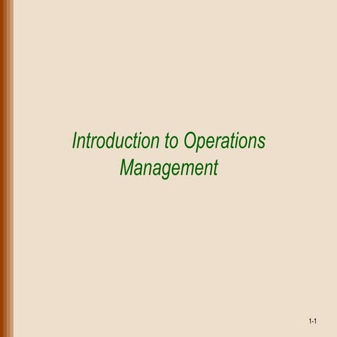 Introduction to Operation Management by EA | PPT