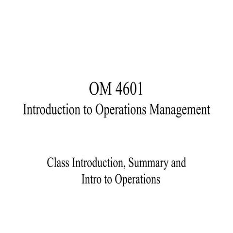 Operations Management Introduction | PPT