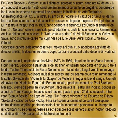 Omagiu Actorului Victor Radovici | PPT