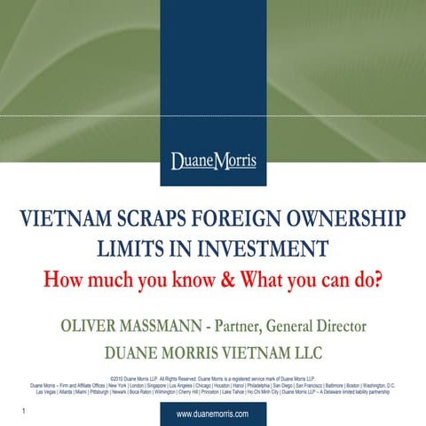 Lawyer in Vietnam Oliver Massmann Lifting Foreign Ownership Limits in ...