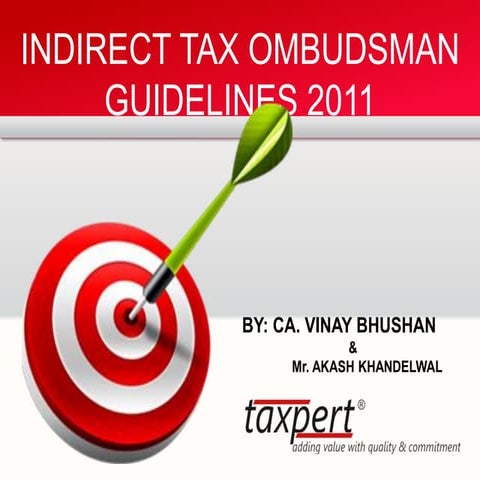 Ombudsman ppt Taxpert Professionals _ Vinay Bhushan | PDF | Business ...