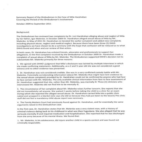 Ombudsman Review and Findings Sept 2011 | PDF