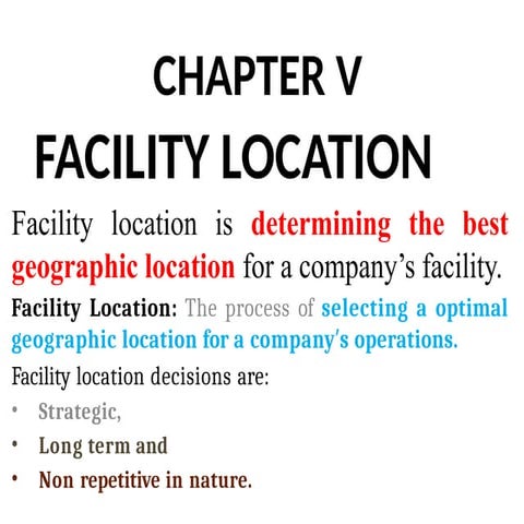Operations management chapter: facility location | PPT