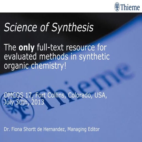 Science of Synthesis: The only full-text resource for evaluated methods ...