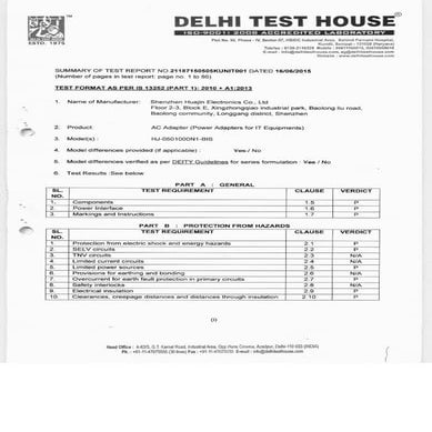 BIS Test Report of Mobile Adapter For India Market | PDF