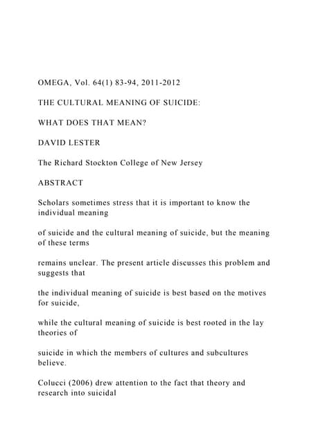 Suicide: Atkinson's Ethnomethodological Approach | DOCX
