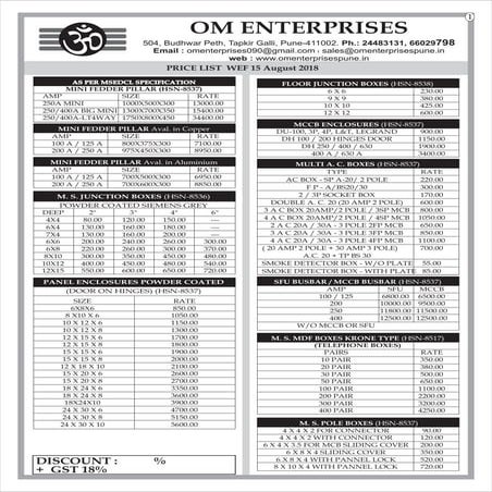 Om enterprises final pricelist (2018) | PDF