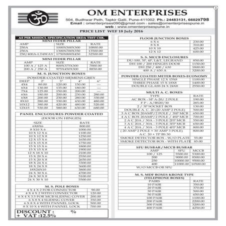 Om enterprises pricelist | PDF