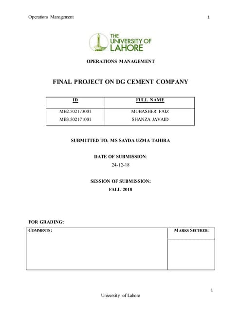 SUPPLY CHAIN ANALYSIS OF DG CEMENT - zbj | PDF