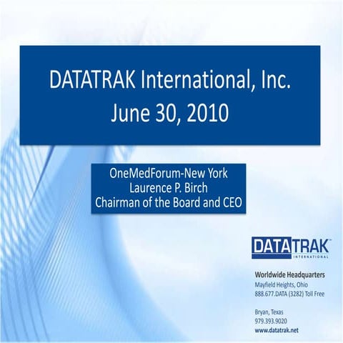 DATATRAK International, Inc. (DATA.PK) | PPTX