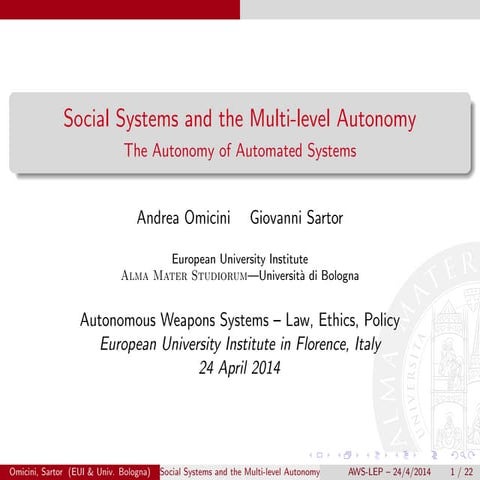 The Autonomy of Automated Systems: Social Systems and the Multi-level Autonomy | PPT