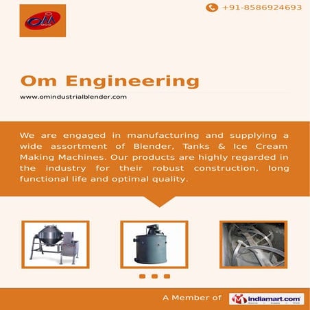 Om Engineering, Ahmedabad, Double Cone Blender | PDF | Manufacturing ...