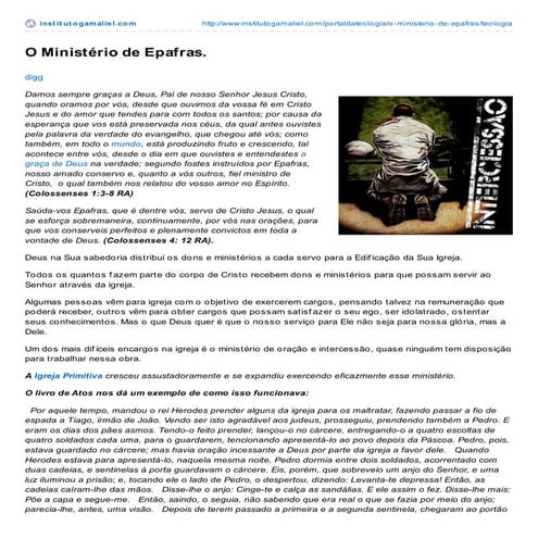 O ministério de epafras. | PDF