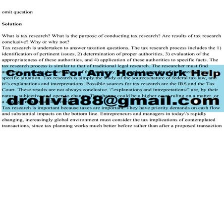 omit questionSolutionWhat is tax research What is the purpose.pdf