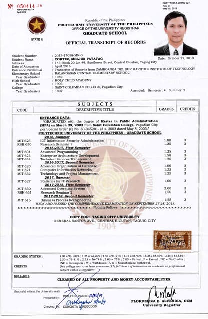 transcript of records | PDF