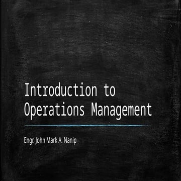 Introduction to Operations Management and Production Systems | PPTX