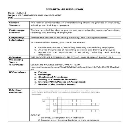 organizational management lesson plan modules | DOCX