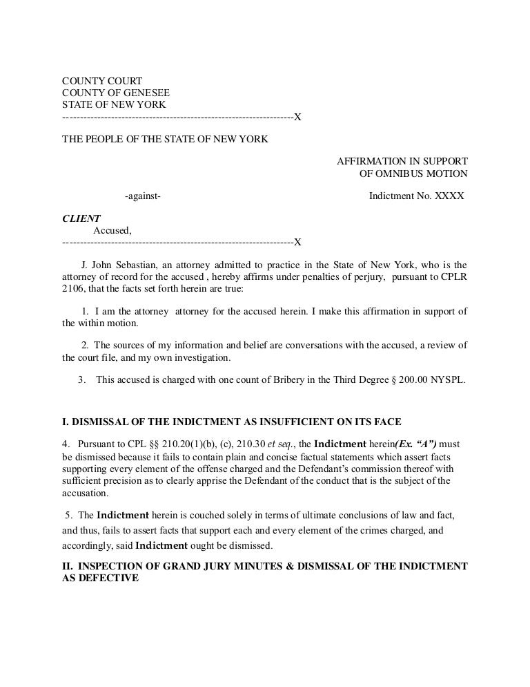 Omnibus motion bribery-J JOHN SEBASTIAN ATTORNEY