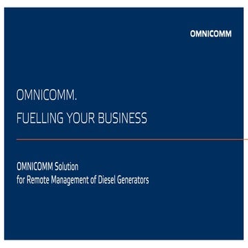 Omnicomm solution for remote control of diesel enerators | PPT