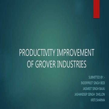 Productivity improvements using Operations Management in Manufacturing ...