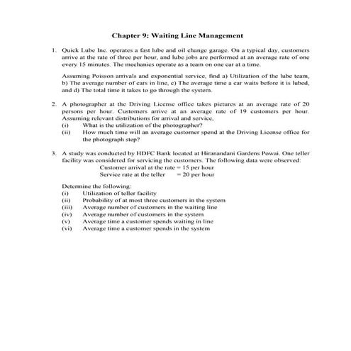 Om problems waiting line management | DOCX