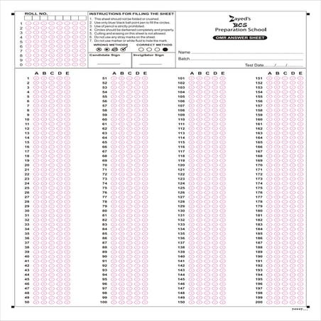 Omr sheet-200-questions | PDF