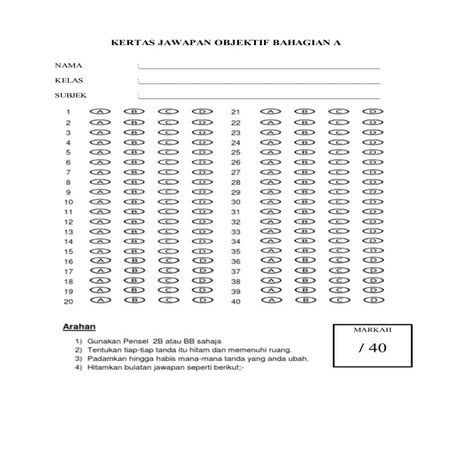 Omr 40 sal | DOCX | Educational Assessment | Education