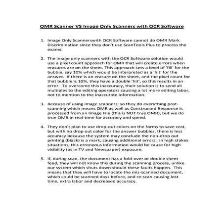 Omr scanner vs image only scanners with ocr software | DOCX