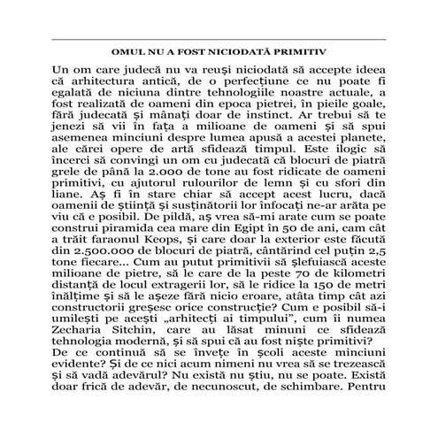 Omul nu a fost niciodata primitiv | DOC