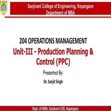 Production Planning and Control | PPT
