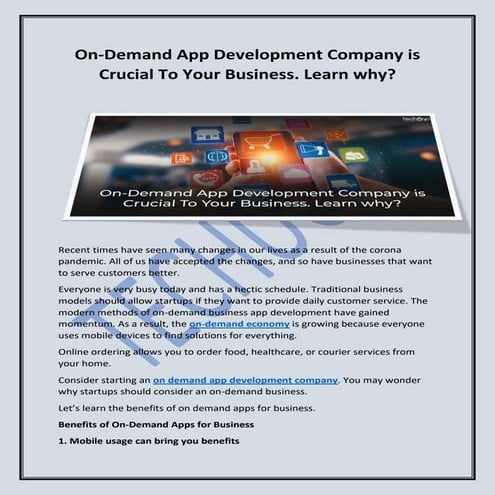 All Things you Need to Know About On-demand App Development Services | PDF