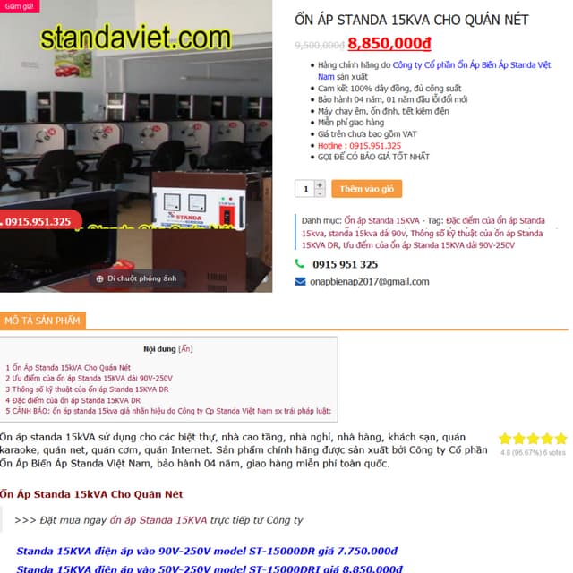 Ổn Áp Standa 15KVA DR Chuyên Sử Dụng Cho Quán Game Và Hàng Net | PDF