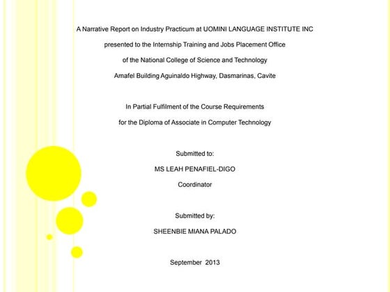 Ojt narrative report - an example | DOC | Professional School ...