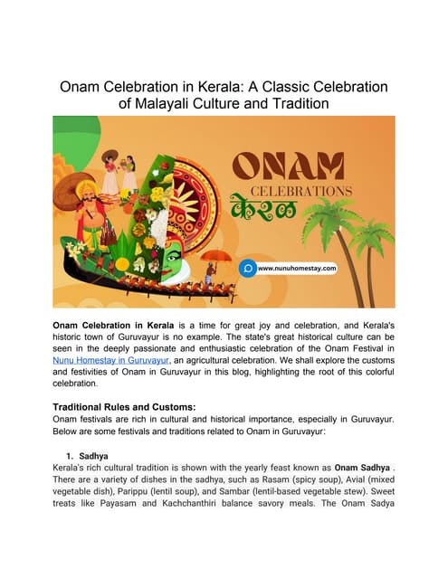 Onam | PDF | National & Civic Holidays | Holidays
