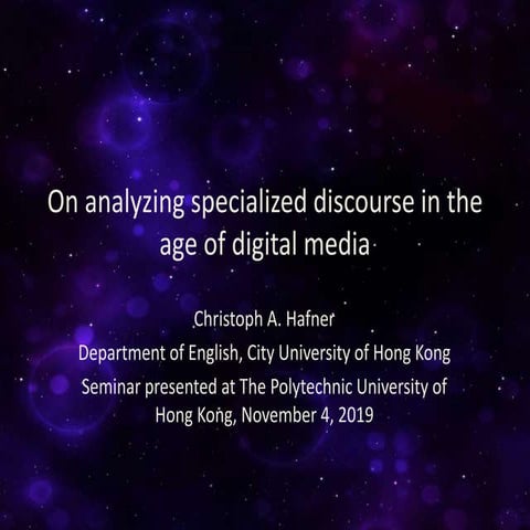 On Analyzing Specialized Discourse In The Age Of Digital Media Ppt