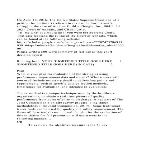 On April 18, 2016, The United States Supreme Court denied a petiti.docx