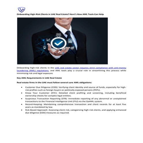 Onboarding High Risk Clients in UAE Real Estate - Heres How AML Tools ...