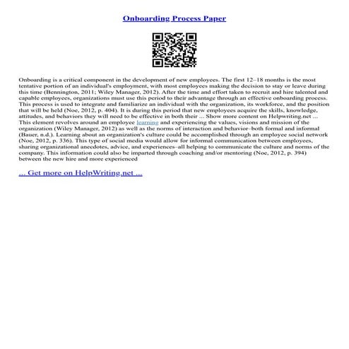 Onboarding Process Paper | PDF