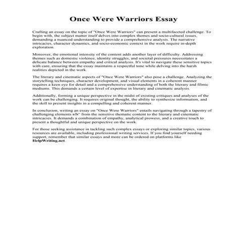 Once Were Warriors Essay.pdf | Documentary | Genres