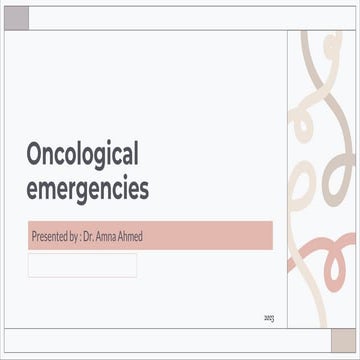 Oncological Emergencies | PPTX