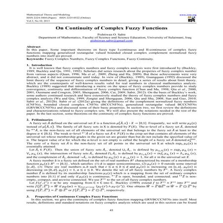 On continuity of complex fuzzy functions | PDF