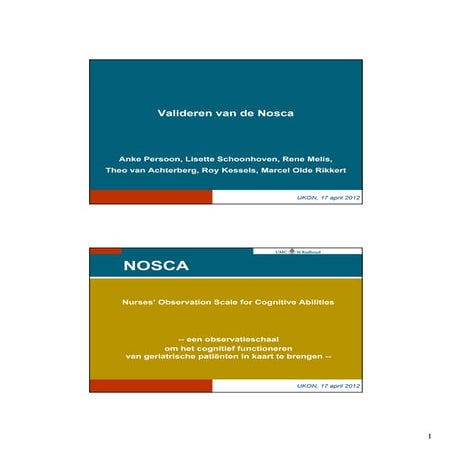 NOSCA: een schaal om cognitief functioneren te observeren | PDF
