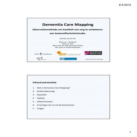 Dementia Care Mapping: observatiemethode om kwali¬teit van zorg te ...