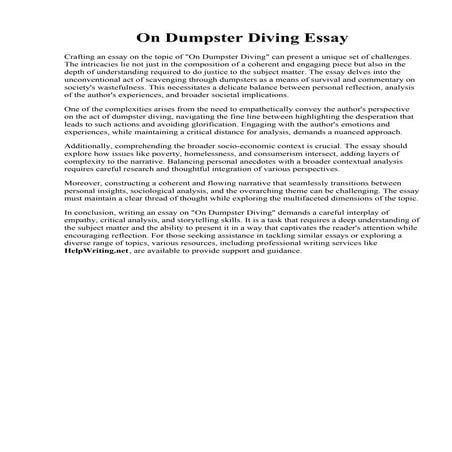 On Dumpster Diving Essay.pdf | Water Services | Home Utilities