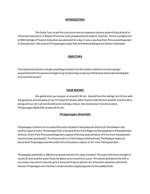 KERALA STUDY TOUR REPORT FOR TOURISM STUDENT | PDF