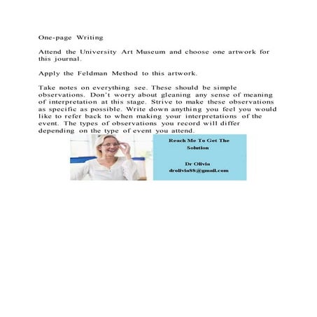 One-page WritingAttend the University Art Museum and choose one | PDF